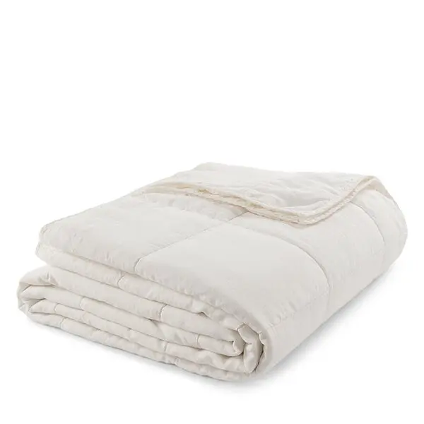 HAMAM Wrinkle Washed Linen Quilted Bedspread, Queen - Ivory