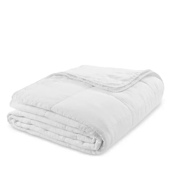 HAMAM Wrinkle Washed Linen Quilted Bedspread, Queen - White