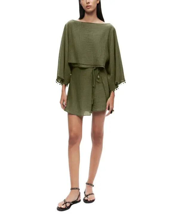 NOCTURNE Cropped Boat-neck Blouse