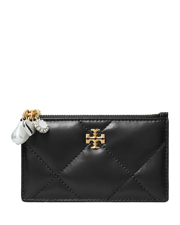 Tory Burch Kira Diamond Quilt Leather Card Case - Black