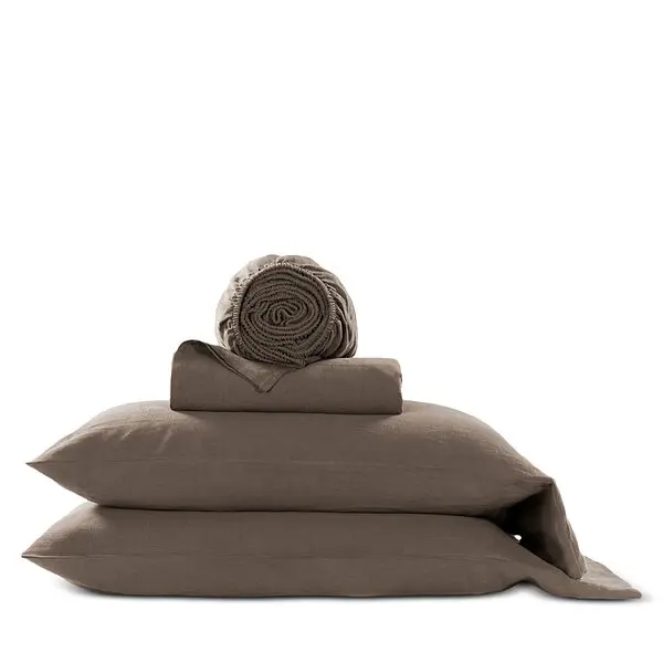 HAMAM Wrinkle Washed Linen Sheet Set, King - Mocha