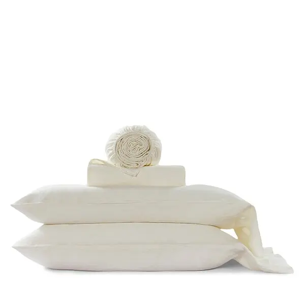 HAMAM Wrinkle Washed Linen Sheet Set, Queen - Ivory