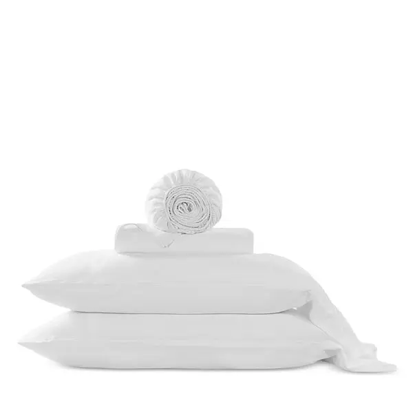 HAMAM Wrinkle Washed Linen Sheet Set, Queen - White
