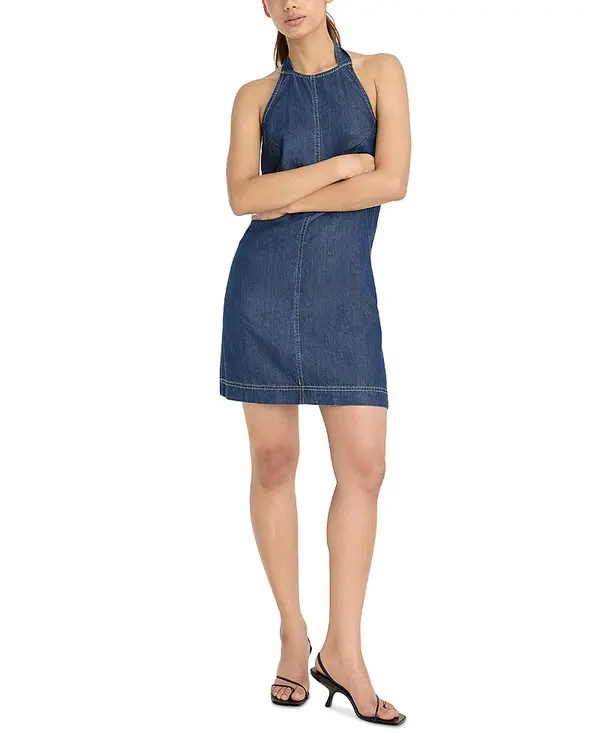 Good American Denim Halter Shift Dress - Indigo
