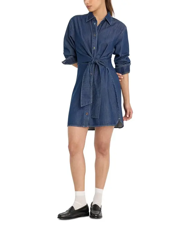 Good American Denim Wrap Shirt Dress - Indigo