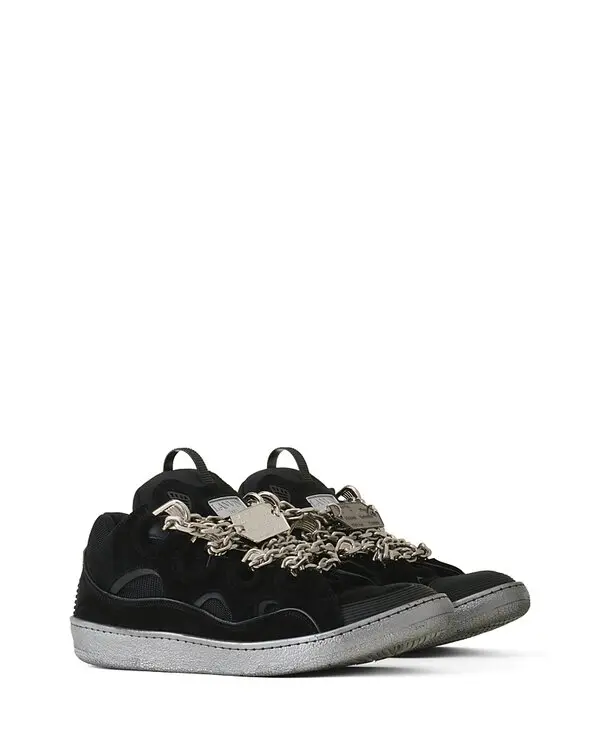 LANVIN Curb Sneakers With Chain Detail - Black/silver