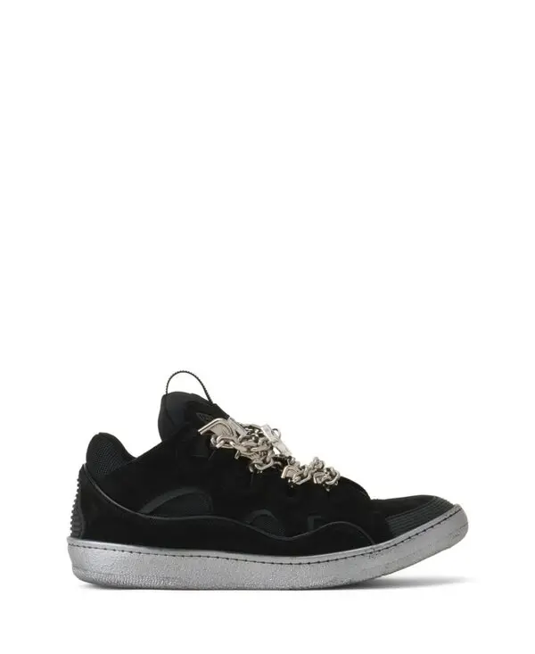 LANVIN Curb Sneakers With Chain Detail - Black/silver