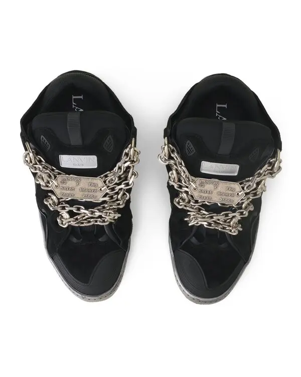 LANVIN Curb Sneakers With Chain Detail - Black/silver