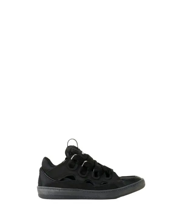 LANVIN Curb Sneakers In Satin And Calf Nappa Leather - Black