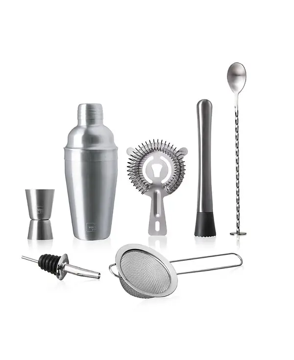 VACU VIN Bar In A Box Cocktail Set, 7 Piece - Silver