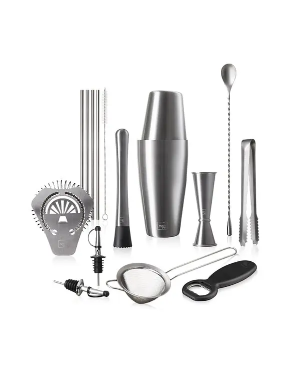 VACU VIN Bar In A Box Cocktail Set, 14 Piece - Silver