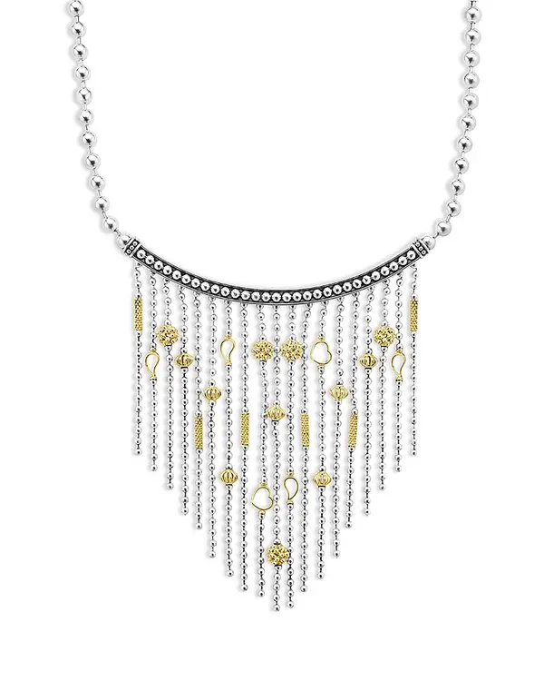 Lagos Sterling And 18k Yellow Gold Caviar Multi Strand Necklace - Silver