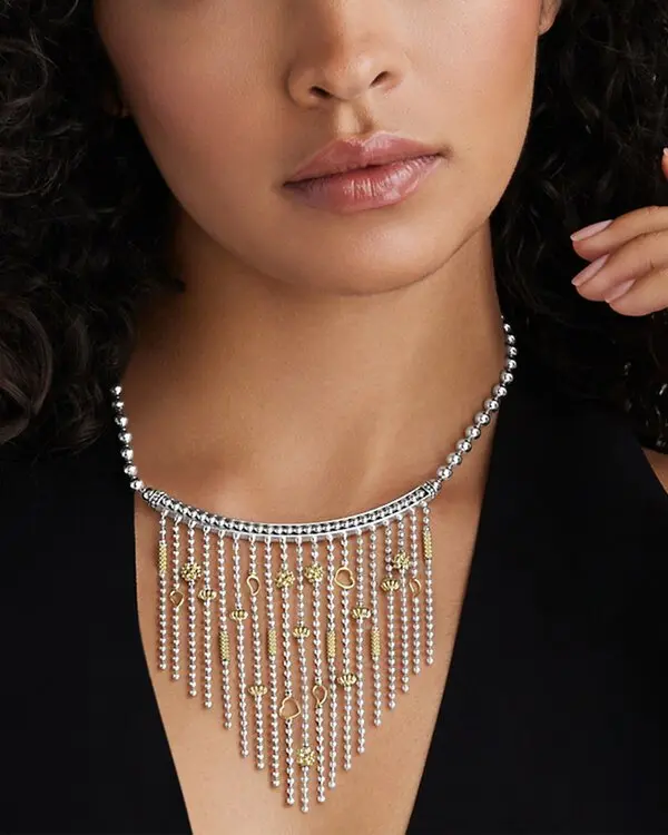 Lagos Sterling And 18k Yellow Gold Caviar Multi Strand Necklace