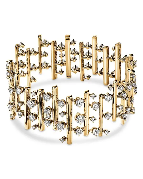 Hearts On Fire 18k Yellow Diamond Barre Multi Row Large Bracelet - Gold