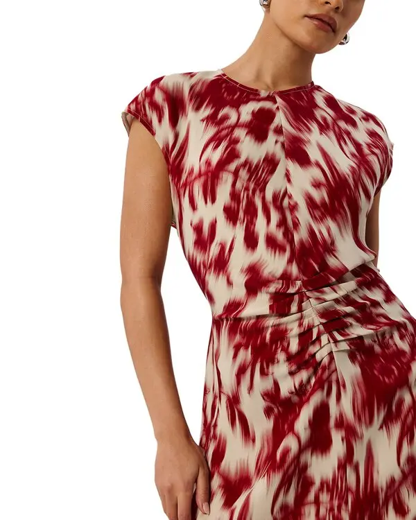 Whistles Blurred Floral Crepe Midi Dress