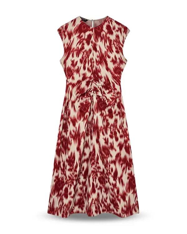 Whistles Blurred Floral Crepe Midi Dress