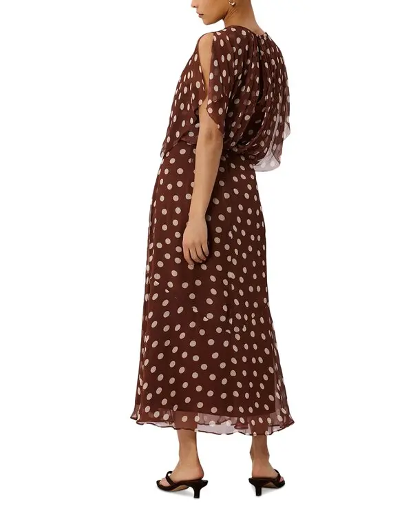 Whistles Polka Dot Midi Dress - Brown/multi