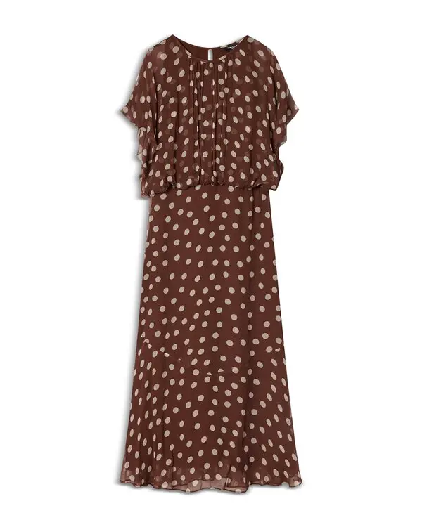 Whistles Polka Dot Midi Dress - Brown/multi