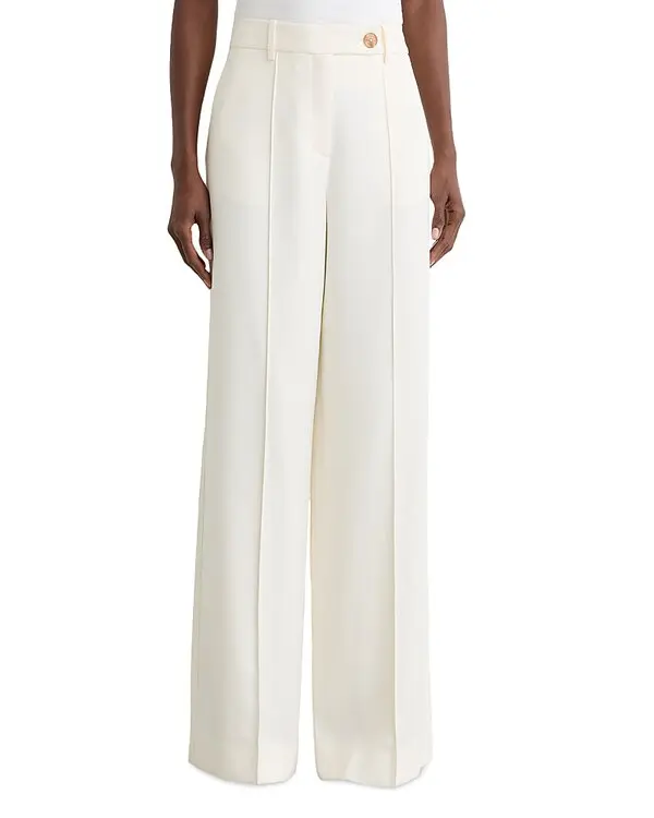 REISS Petites Wide Leg Trousers - Cream