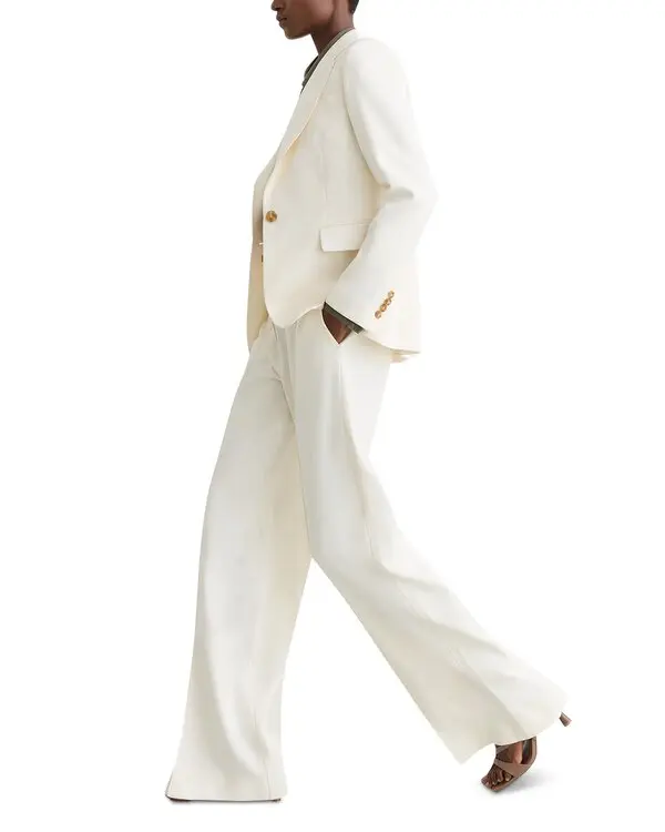 REISS Petites Wide Leg Trousers - Cream