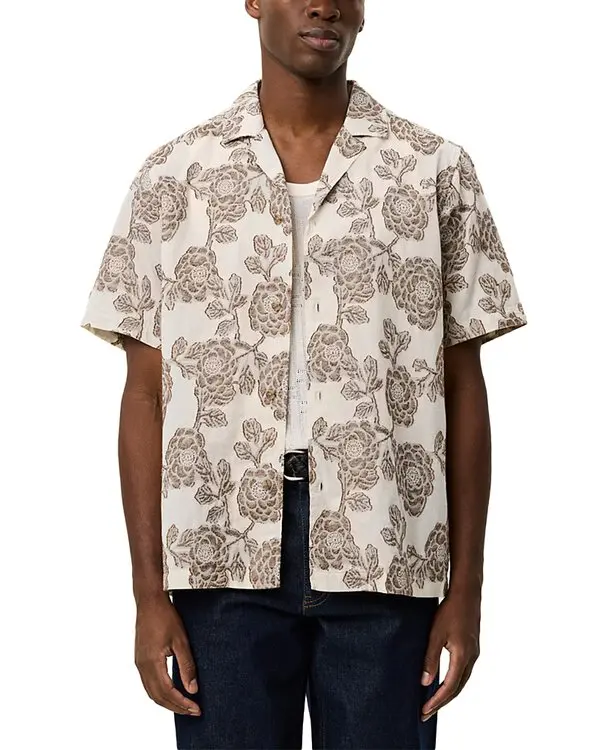 LES DEUX Lesley Flower Jacquard Short Sleeve Shirt