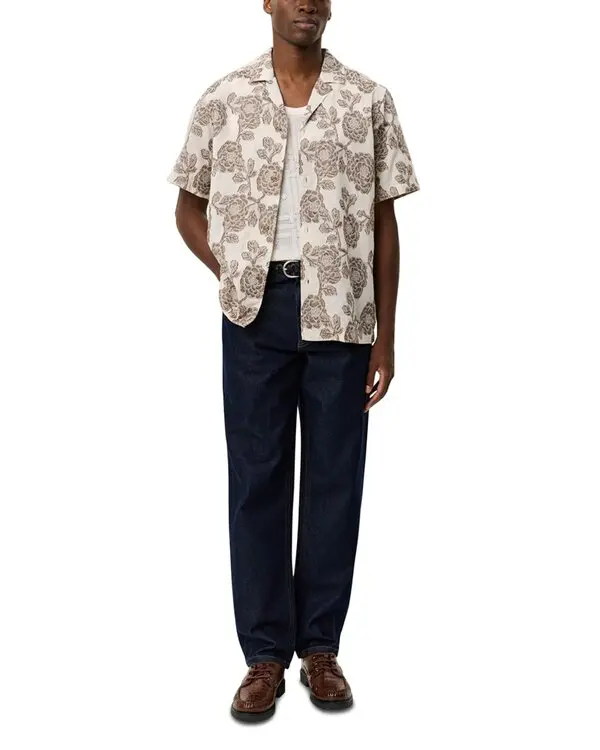 LES DEUX Lesley Flower Jacquard Short Sleeve Shirt