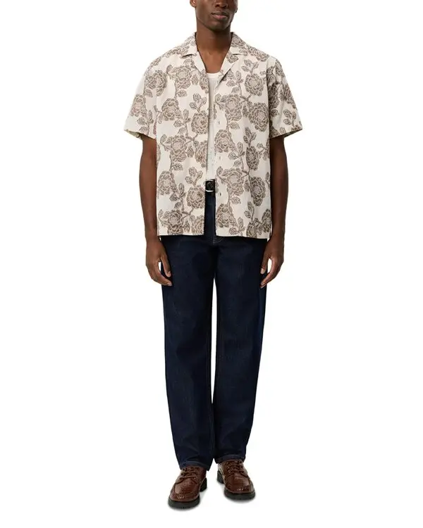 LES DEUX Lesley Flower Jacquard Short Sleeve Shirt