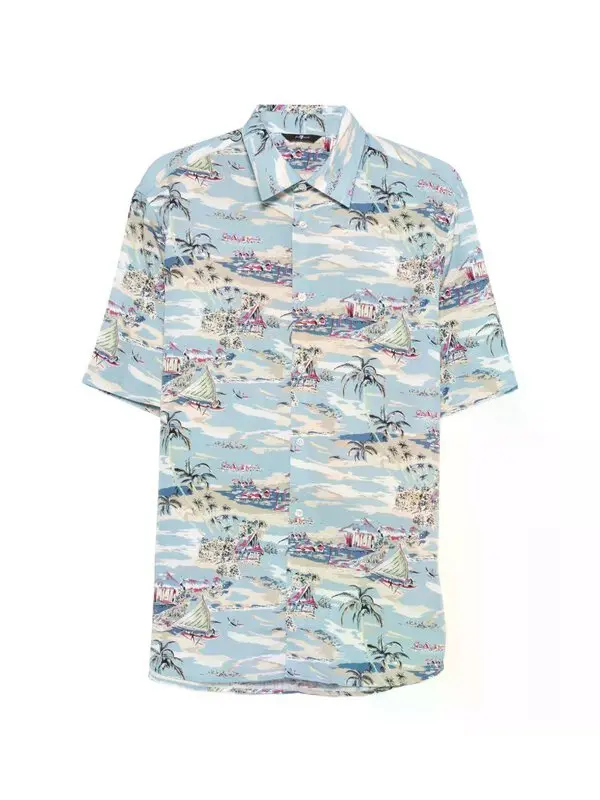 7 For All Mankind Patterned Short Sleeve Shirt