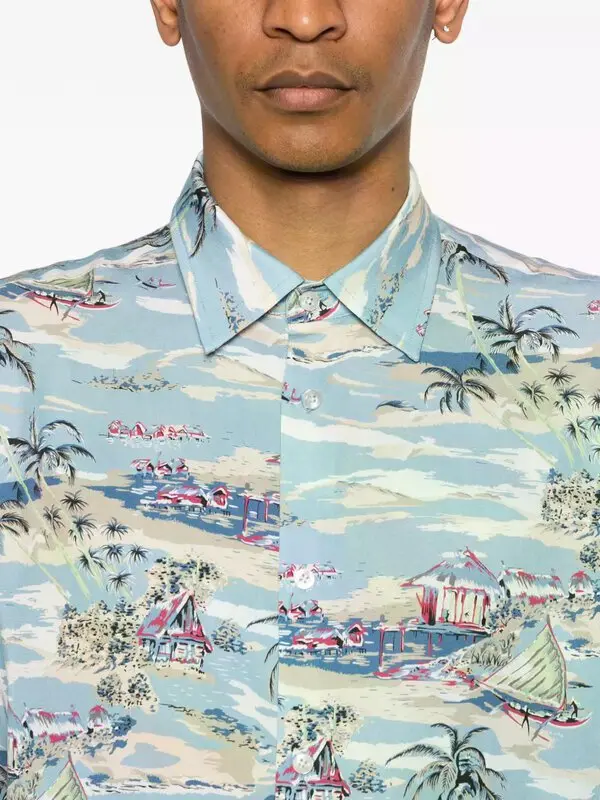 7 For All Mankind Patterned Short Sleeve Shirt