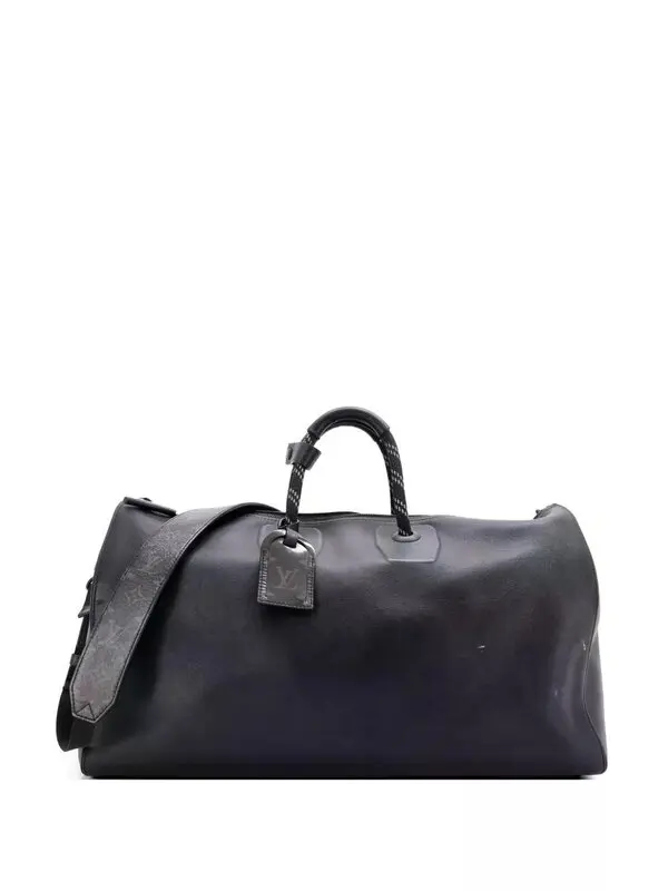 LOUIS VUITTON Keepall Bandouliere 50 Travel Bag Dark Infinity Leather Monogram Eclipse Glaze Canvas
