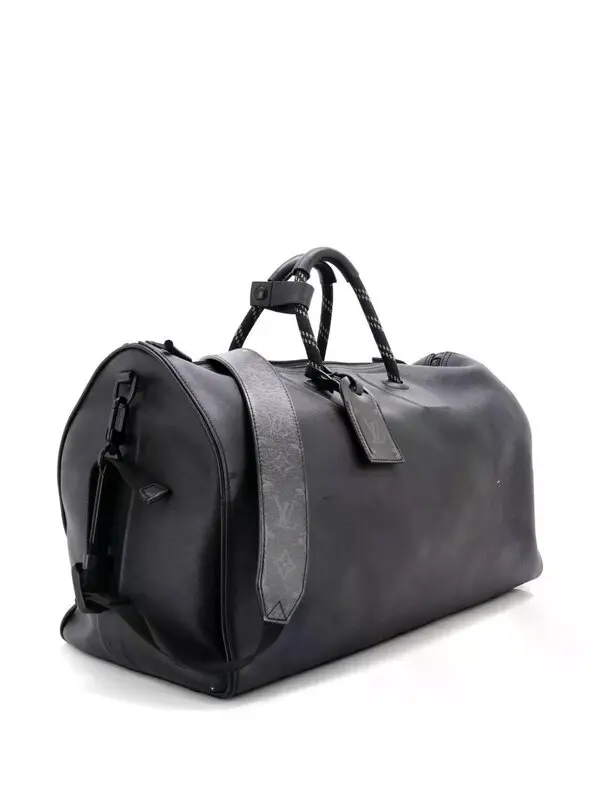 LOUIS VUITTON Keepall Bandouliere 50 Travel Bag Dark Infinity Leather Monogram Eclipse Glaze Canvas