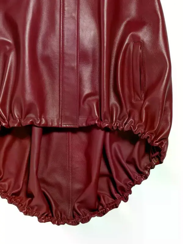 Balenciaga Stand Collar Leather Cape - Red