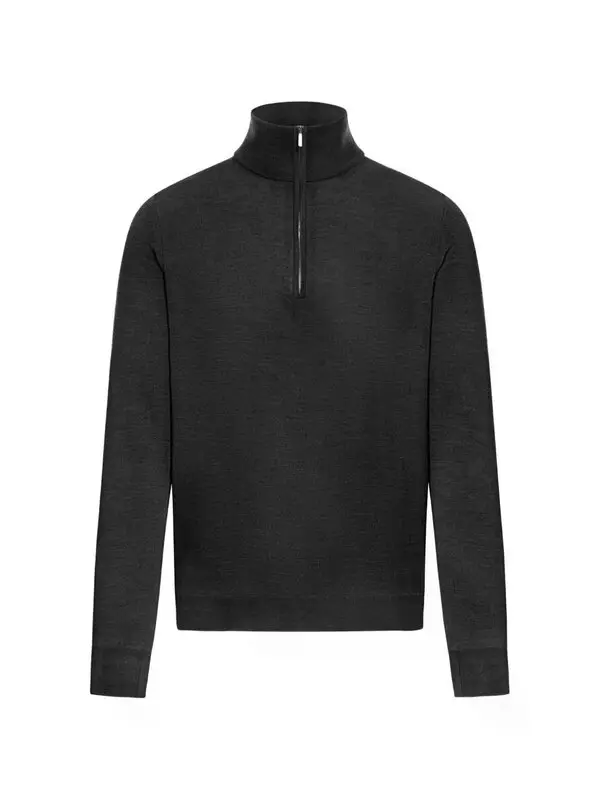 ZANONE Half Zip Turtleneck Sweater - Black