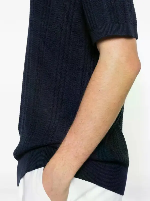 Canali V-neck Textured T-shirt