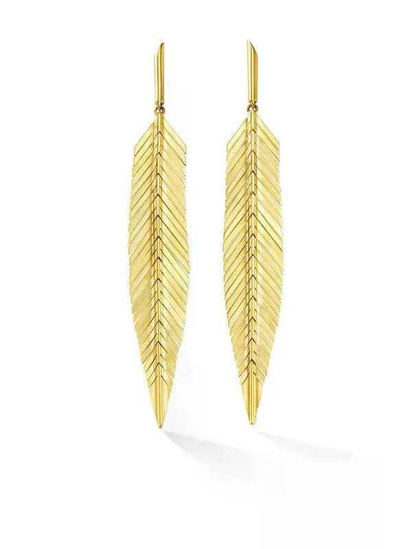 CADAR 18kt Gold Feather Earrings - Yellow