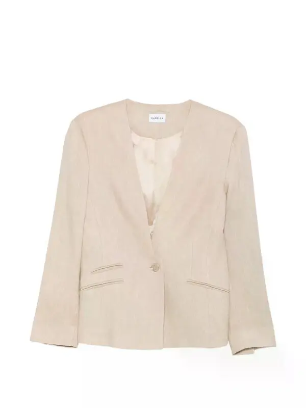 Marella Notched Lapel Single-button Linen Blazer