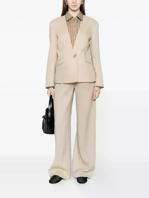 Marella Notched Lapel Single-button Linen Blazer
