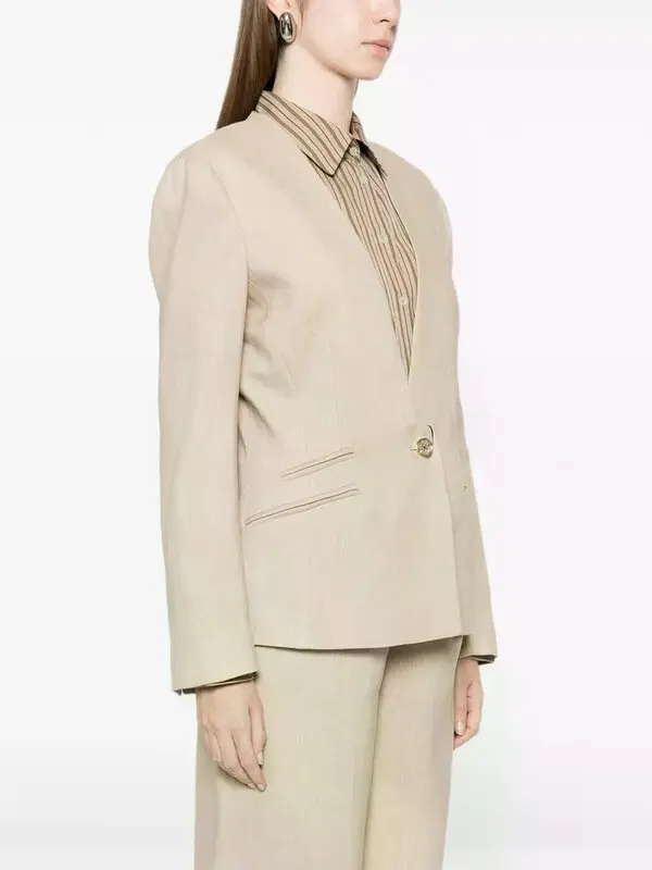 Marella Notched Lapel Single-button Linen Blazer