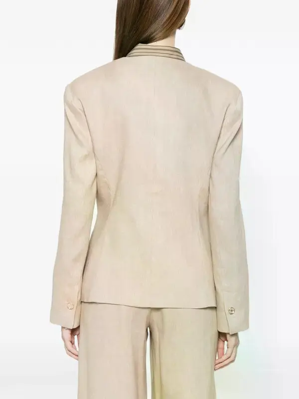 Marella Notched Lapel Single-button Linen Blazer