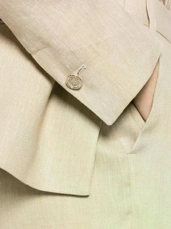 Marella Notched Lapel Single-button Linen Blazer