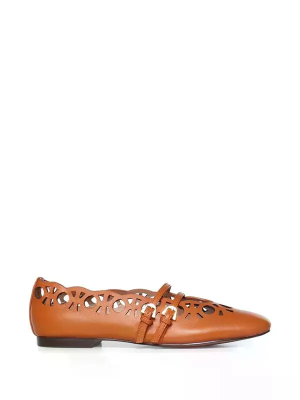 COCCINELLE Risako Buckled Cut-out Ballet Flats - Brown