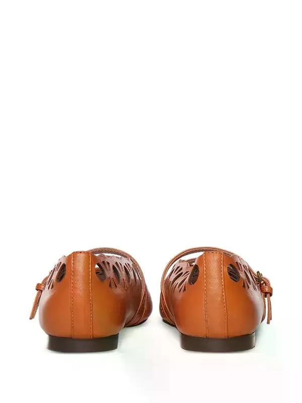 COCCINELLE Risako Buckled Cut-out Ballet Flats - Brown