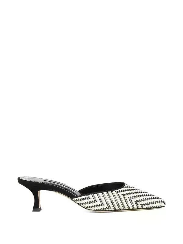 Manolo Blahnik Woven Point-toe Mules