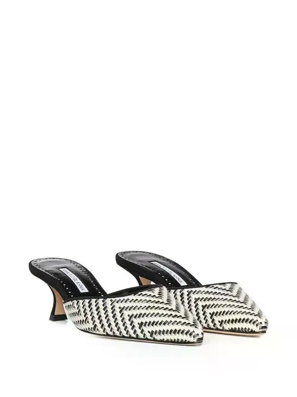 Manolo Blahnik Woven Point-toe Mules
