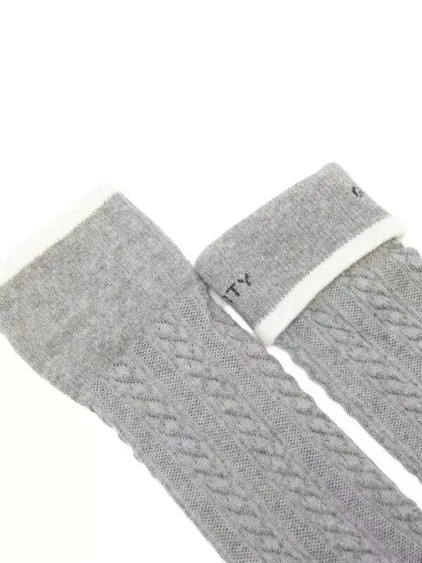 GOLDEN GOOSE Ribbed Crew Socks With Burgundy And Cream Details