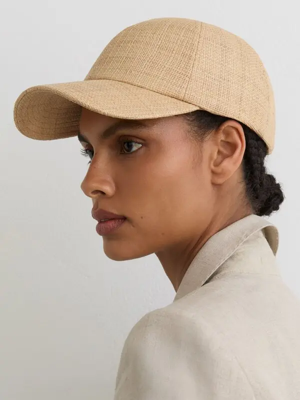 REISS Raffia Baseball Cap - Natural