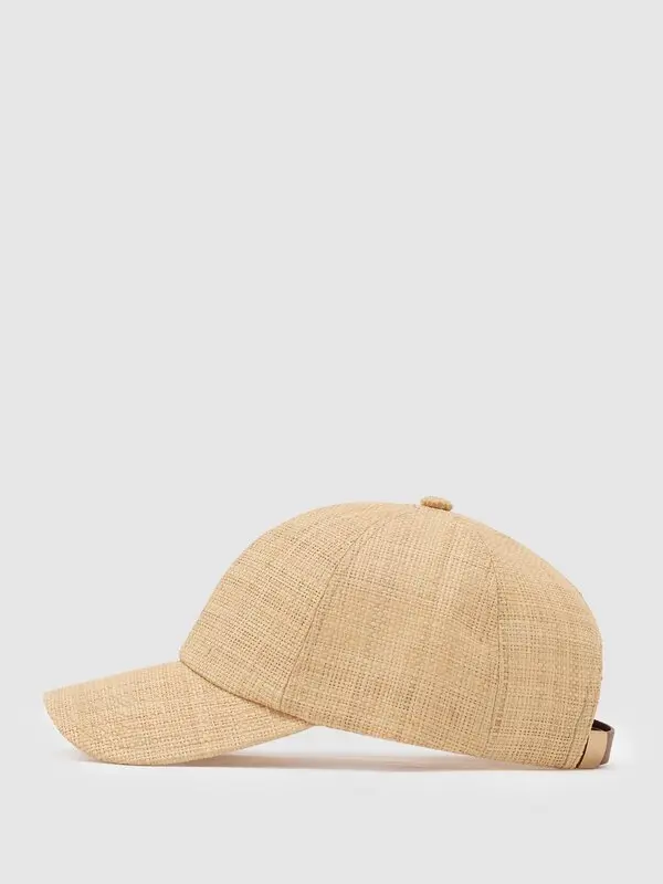 REISS Raffia Baseball Cap