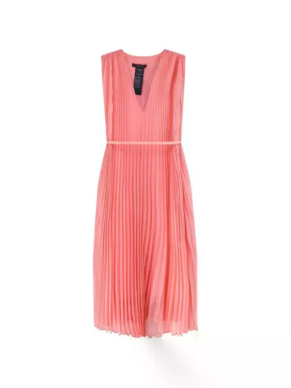 Max Mara Pleated V-neck Dress - Pink