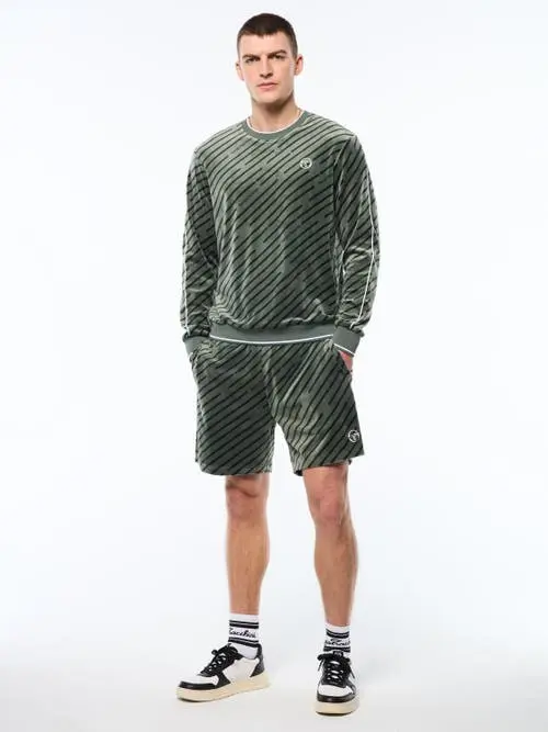 SERGIO TACCHINI Obliquo Velour Crewneck - Agave Green