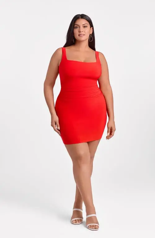 S3 APPAREL Sculpting Shapewear Shirred Waist Tank Mini Dress - Scarlet